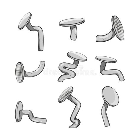 Bent Nail Set Cartoon Vector Illustration Stock Vector Illustration