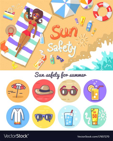 Sun Safety For Summer Composition And Elements Set