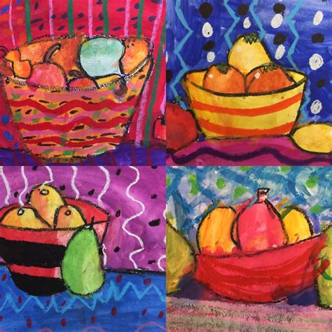 Fruit Basket Paintings For Elementary Art Projects