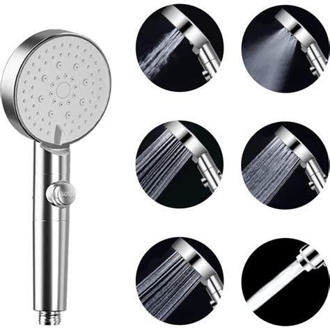 Pommeau de douche à main haute pression 5 modes avec interrupteur de