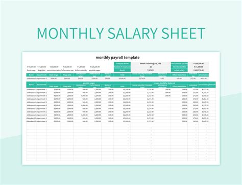 Monthly Salary Sheet Excel Template And Google Sheets File For Free Download Slidesdocs