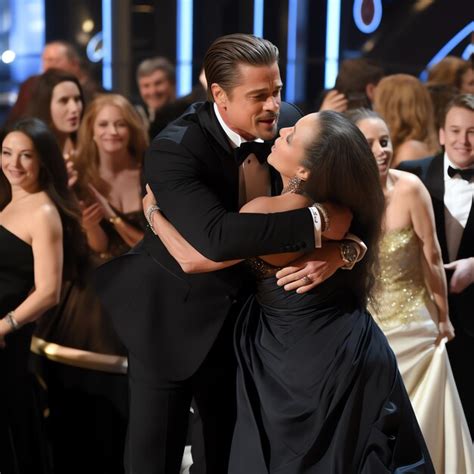 A Man And Woman Hug Each Other In Front Of A Crowd Of People Premium