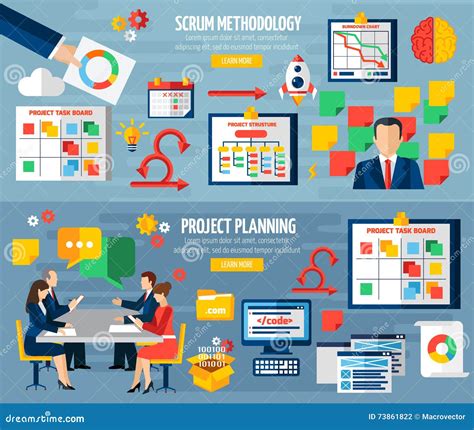 Scrum Agile 2 Flat Banners Set Stock Vector Illustration Of Banners