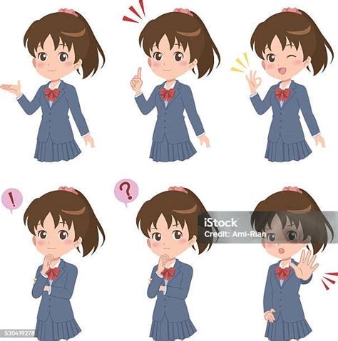 여자아이 자세 걱정하는에 대한 스톡 벡터 아트 및 기타 이미지 걱정하는 고등학교 교복 Istock