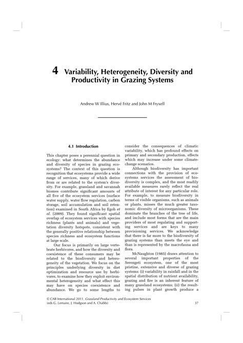 Pdf Variability Heterogeneity Diversity And Productivity In Grazing