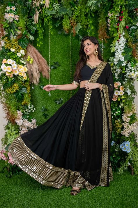 Buy Black And Golden Daman Lehenga For Women Label Shaurya Sanadhya