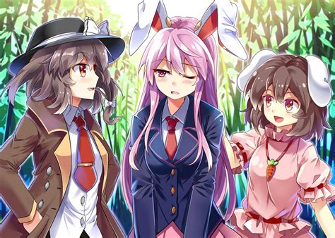 Bunny Ears White Hair Anime Long Hair Anime Girls Black Clothes