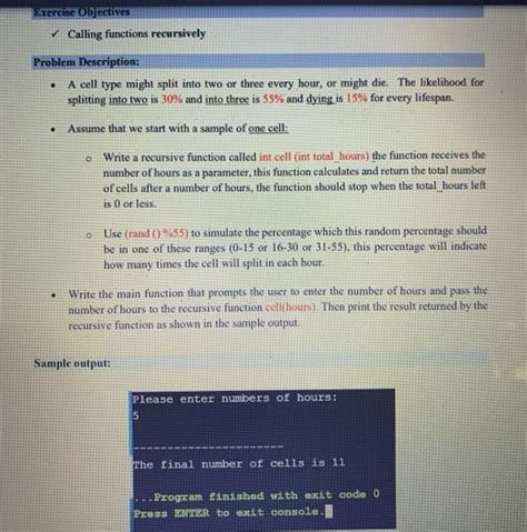 Solved Bercise Objectives Calling Functions Recursively Chegg