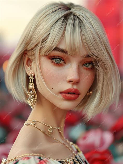Premium Photo A Woman With Blonde Hair And Red Lipstick