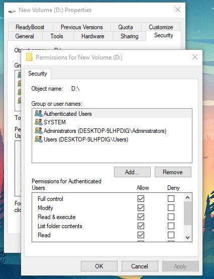 Windows 10 Hard Drive Permission Errors Super User