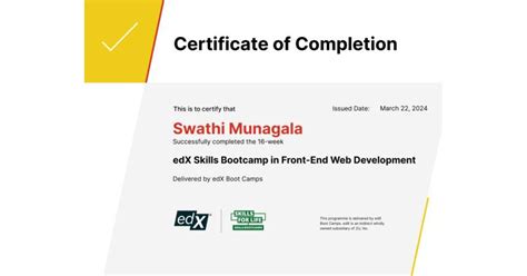 Swathi Munagala On Linkedin Edx Skills Bootcamp In Front End Web