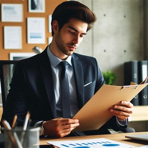 Businessman Reading File Premium AI Generated Image