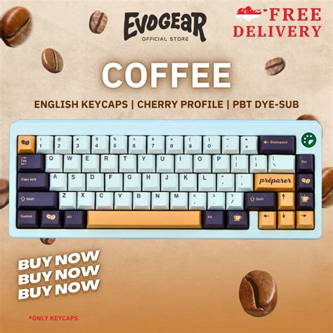 {sg Local Stock} Coffee Cafe Keycaps Not Keyboard English Keycaps Cherry Profile Pbt