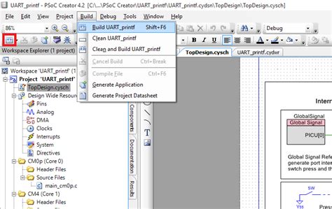 PSoC WiFi BT Pioneer Kit Hello World Using Cypress PSoC Creator
