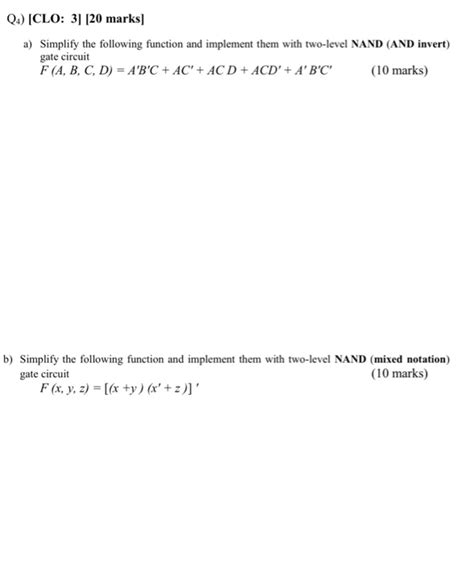 Solved Q3 Clo 3 10 Marks Simplify The Following Boolean