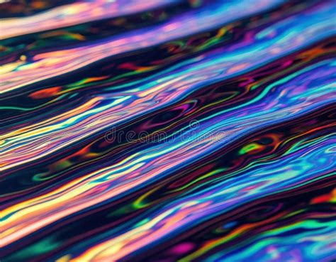 Colorful Interference Patterns On Surface Of A Thin Liquid Film Forming Shimmering Abstract
