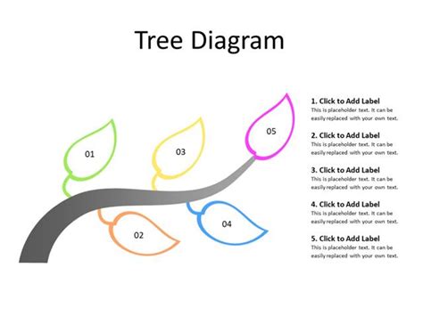 PPT Slide Tree Diagram 5 Leaves Multicolor