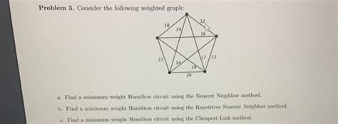 Solved Problem Consider The Following Weighted Graph Chegg
