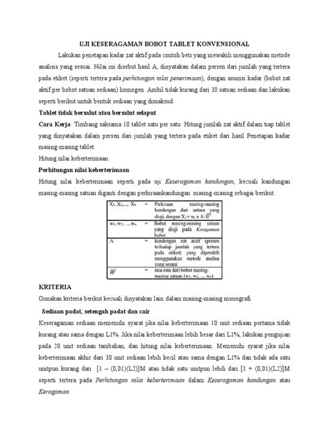 3d Uji Keseragaman Bobot Tablet Konvensional Pdf