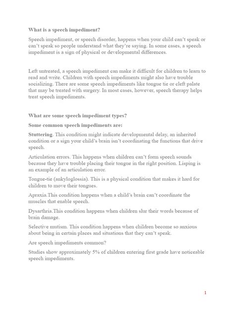 What Is A Speech Impediment Pdf Speech Neurological Disorders