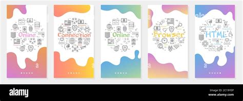Vector Five Internet Banners Online Browser Html Concept Stock