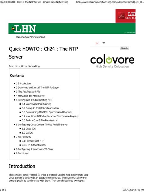 Quick Guide Configure Linux As An Ntp Server Pdf Internet Architecture Computer Architecture
