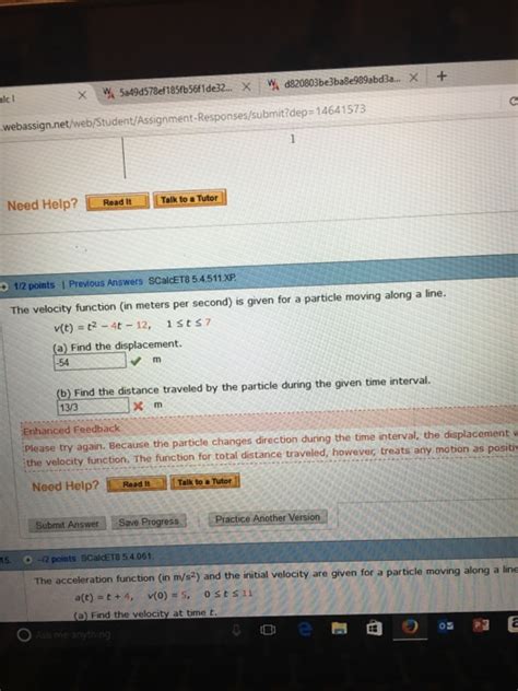 Solved The Velocity Function In Meters Per Second Is Given