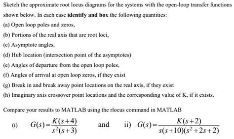 solved sketch the approximate root locus diagrams for the systems with the open loop transfer