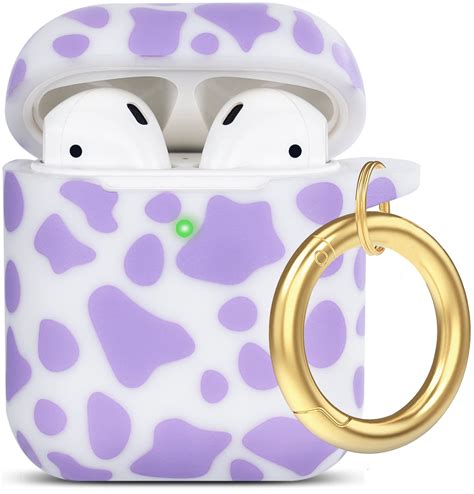 Yomplow Apple Cow Print Wireless Charging Earbud Case With Carabiner