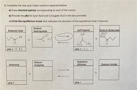 Solved 1 Complete The Two Acid Base Reactions Depicted Chegg