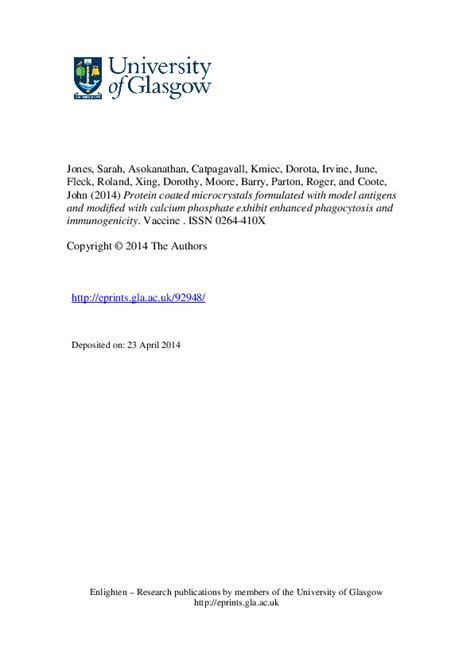 Pdf Protein Coated Microcrystals Formulated With Model Antigens And