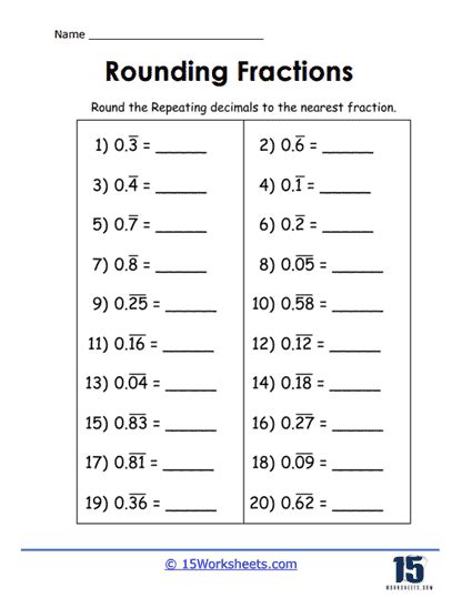 Rounding Fractions Worksheets 15