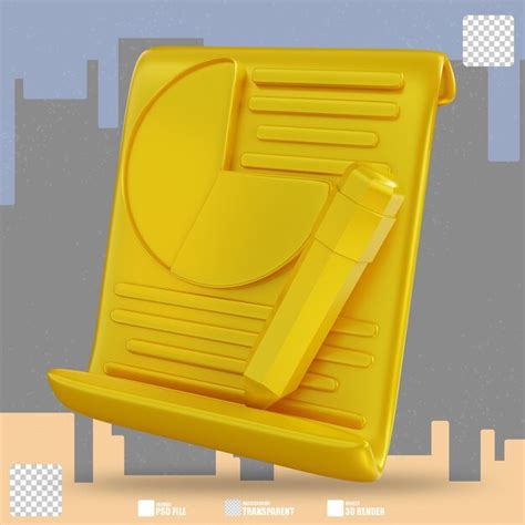 Premium Psd 3d Illustration Golden Document Report Graphic 3