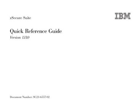 Quick Reference Booklet Ibm Tivoli Zsecure Suite 19 E Ibm Tivoli