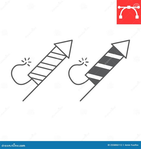 Fireworks Rocket Line And Glyph Icon Stock Vector Illustration Of