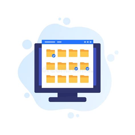 File Folders In A Computer Icon Flat Design Stock Vector