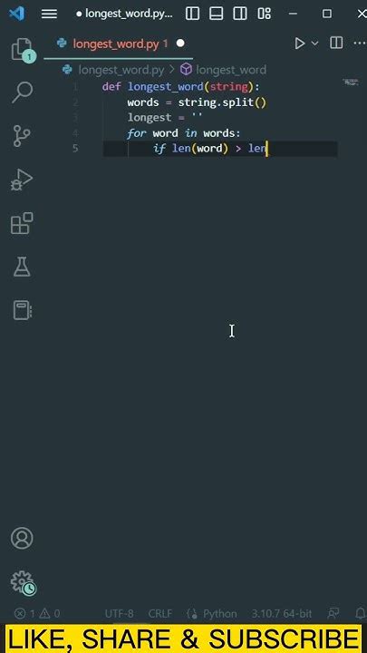 Find The Longest Word In String By Using Python Shorts Shortsvideo Python Programming Youtube