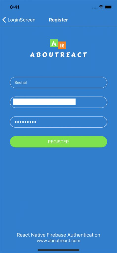 email authentication using firebase authentication in react native app