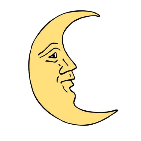 Lua desenhada à mão vetorial rosto Vetor Premium