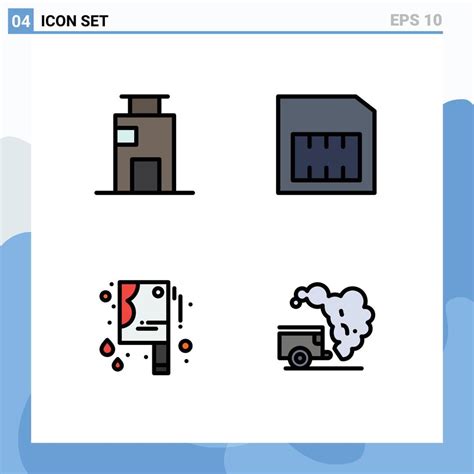 4 Universal Filledline Flat Colors Set For Web And Mobile Applications Apartment Halloween