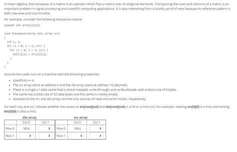 Solved In Linear Algebra The Transpose Of A Matrix Is An