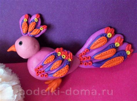 Поделки из пластилина: аппликация "Жар-птица" и весенняя птичка ...
