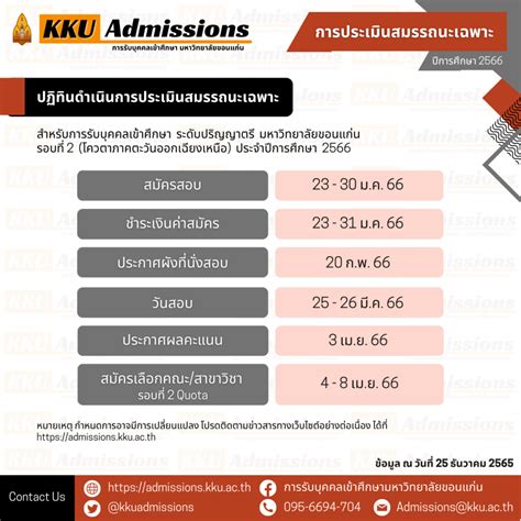 กำหนดการและตารางสอบการประเมินสมรรถนะเฉพาะ มข ปี 2566 Kku Admissions