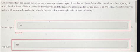 Solved A Maternal Effect Can Cause The Offspring Phenotype