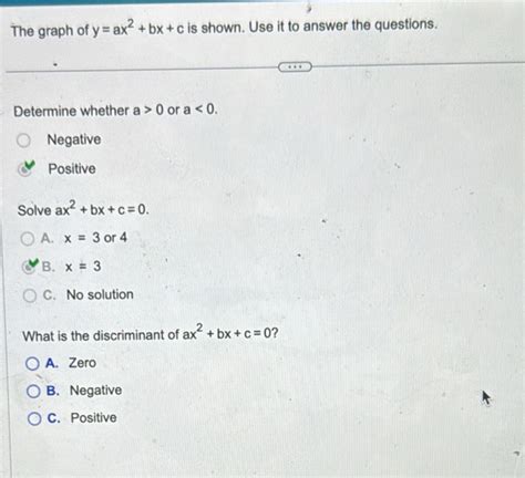 solved the graph of y ax 2 bx c is shown use it to answer the