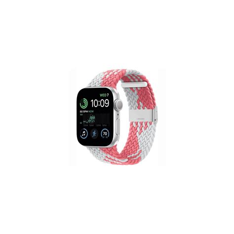 Flätat Elastiskt Armband Apple Watch SE mm Rosa Vit Elgiganten