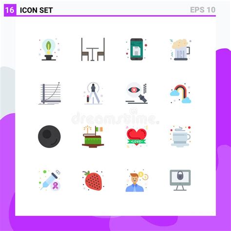 16 Universal Flat Colors Set For Web And Mobile Applications Curve Arrow Document Party Beer