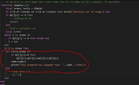 Swapping Rows Of A Matrix Rlua