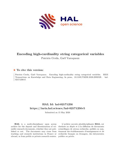 Fillable Online Encoding High Cardinality String Categorical Variables