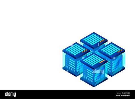 Concept Of Big Data Processing Energy Station Of Future Server Room Rack Data Center Isometric